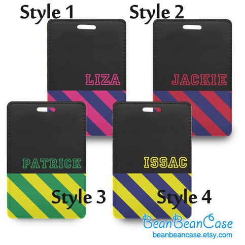 Striped Stylish Personalized name tag, Luggage Tag, Bag Tag, Travel Tag ...