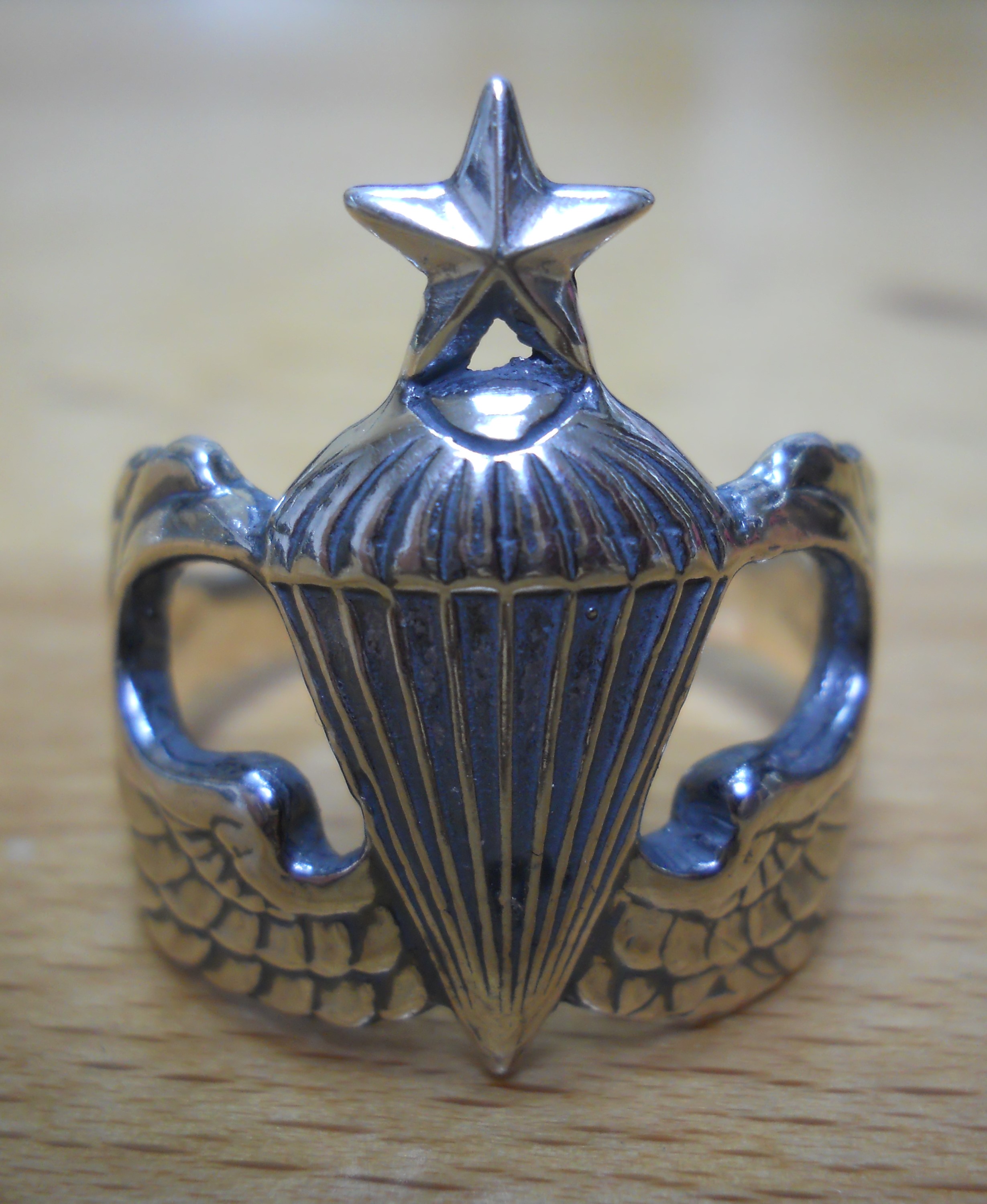 Army Airborne Senior Parachutist Jump Wing Badge Ring · Maddog Silver ...