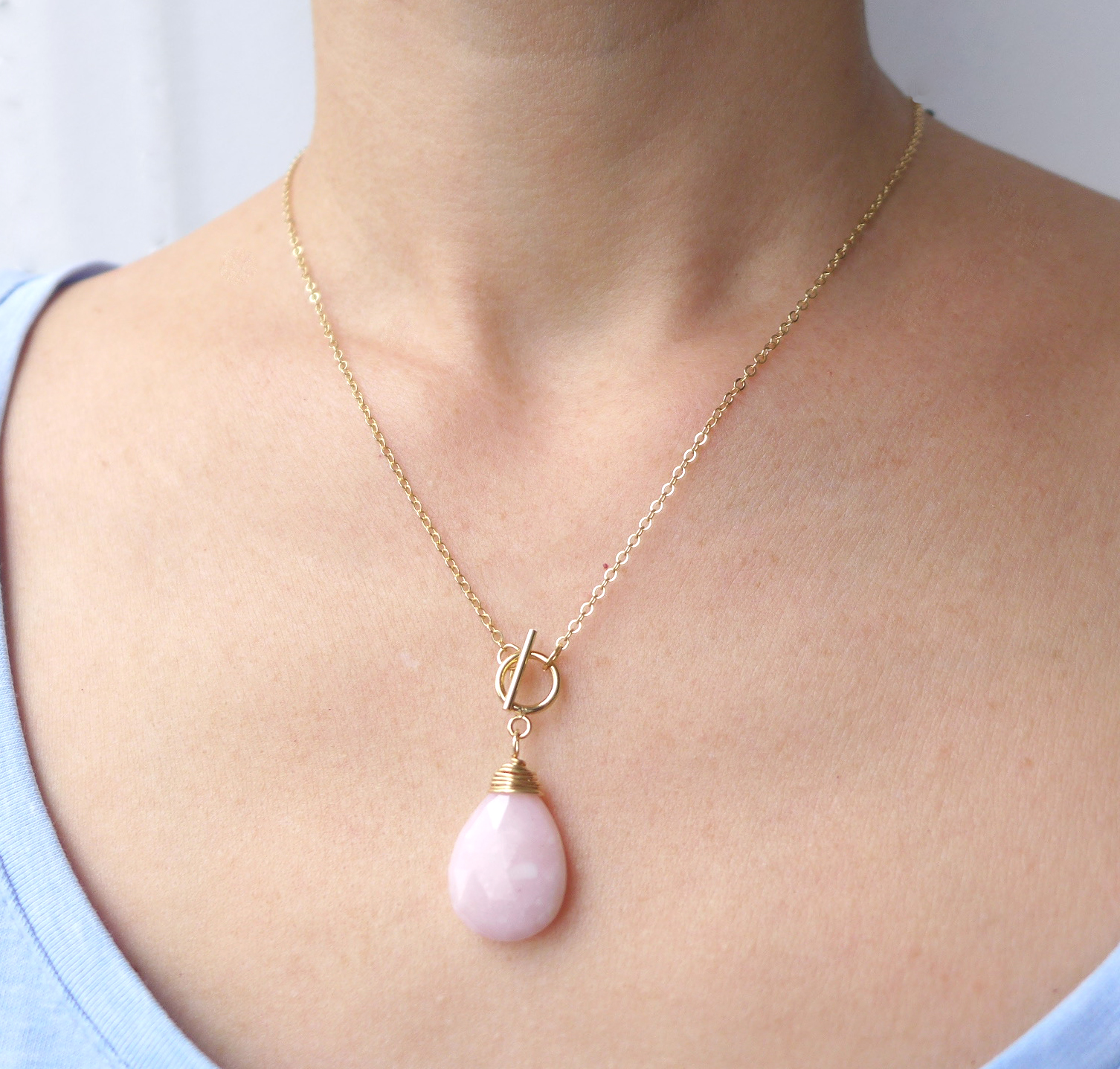 Pink Peruvian Opal Necklace TOCCA JEWELRY Handmade Gemstone and Druzy ...