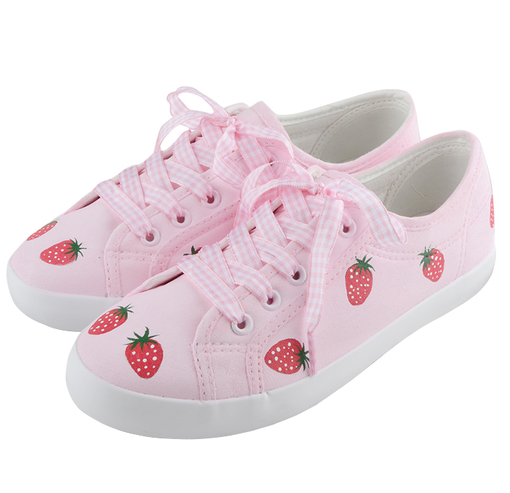 New pink strawberry hand-painted canvas shoes · Dream castle · Online ...