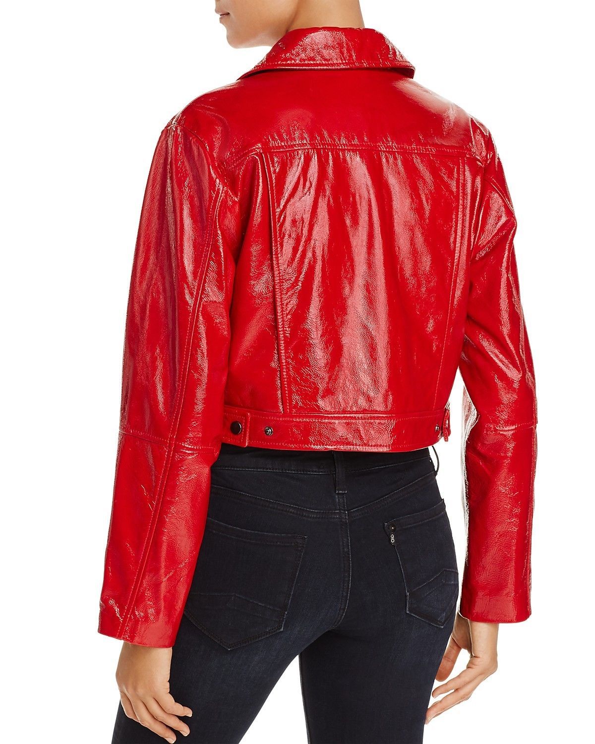 Women Red Cropped Leather Jacket, Leather Jackets for Women, Women ...