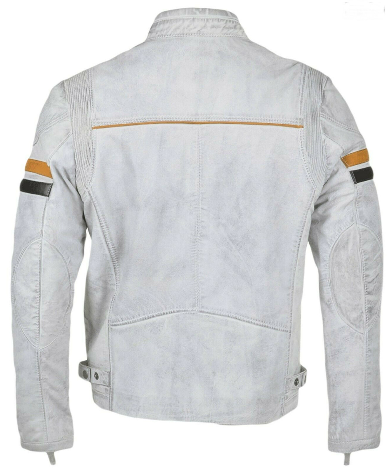 Handmade Men White Biker Motorcycle Fashion Quality Genuine Sheepskin ...