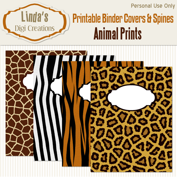 Printable Binder Covers & Spines_Animal Prints · Linda's Digi Creations ...