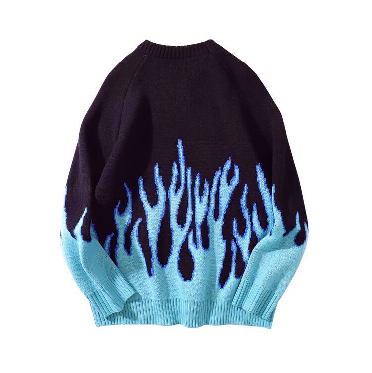 Blue Fire Flame Oversize Jumper Sweater on Storenvy
